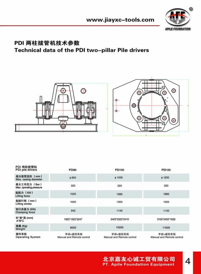 1200mm Dia Hydraulic Casing Extractor Pdt Three Pillar Pile Drawer